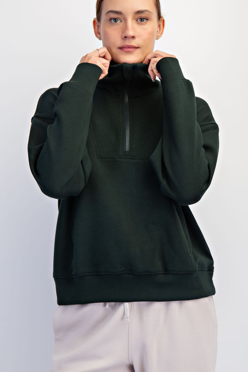 Hot Girl Walks Modal Scuba Funnel Neck Pullover - Regency Green – The ...