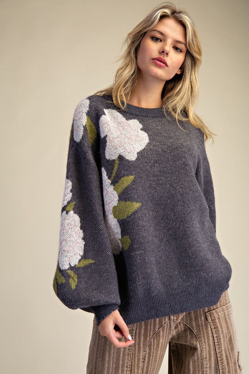Fall In Love Black Floral Sweater - Curvy – The Catalyst Mercantile